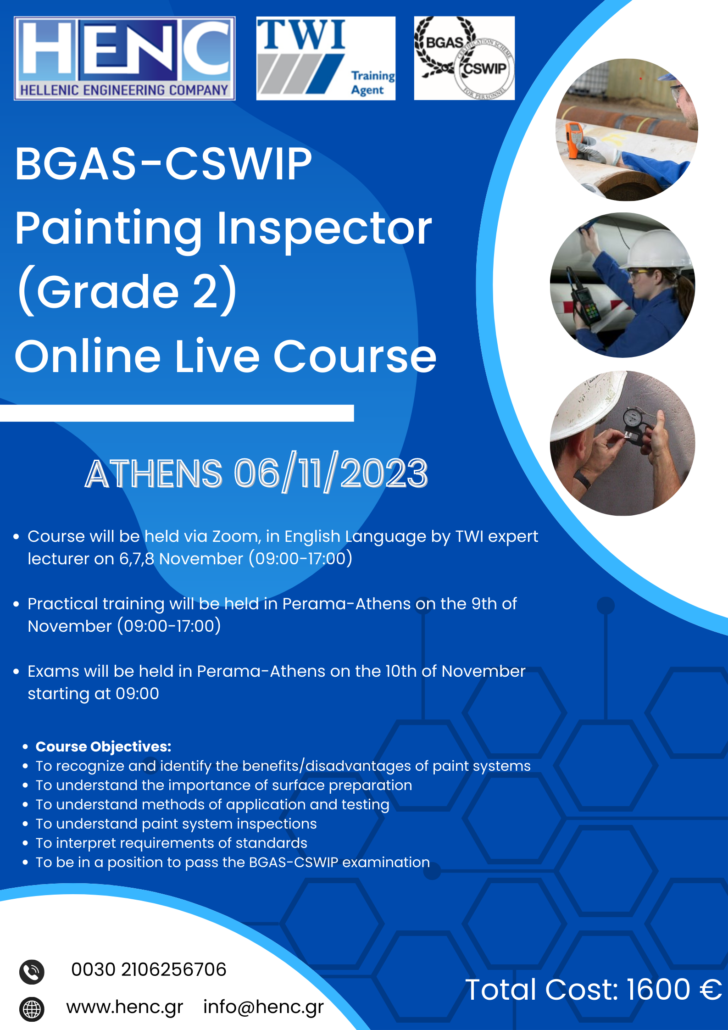 BGAS-CSWIP Painting Inspector (Grade 2) – Athens 06/11/2023 - Ελληνική ...
